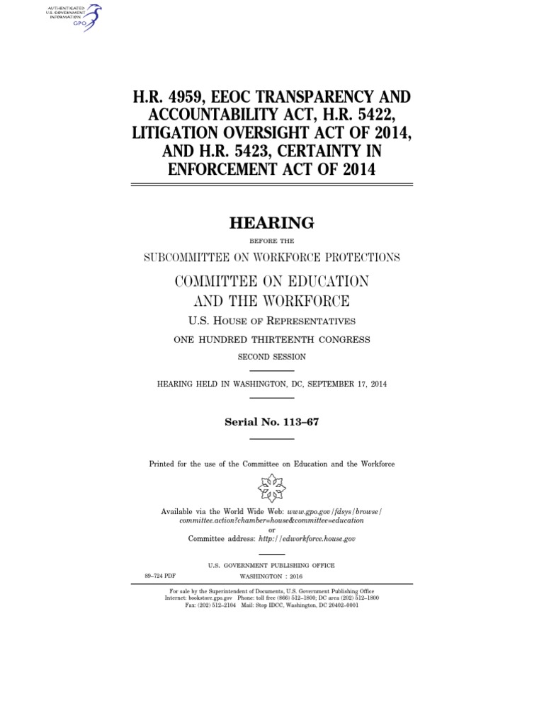 H.R. 4959, Eeoc Transparency and Accountability Act, H.R. 5422 ...