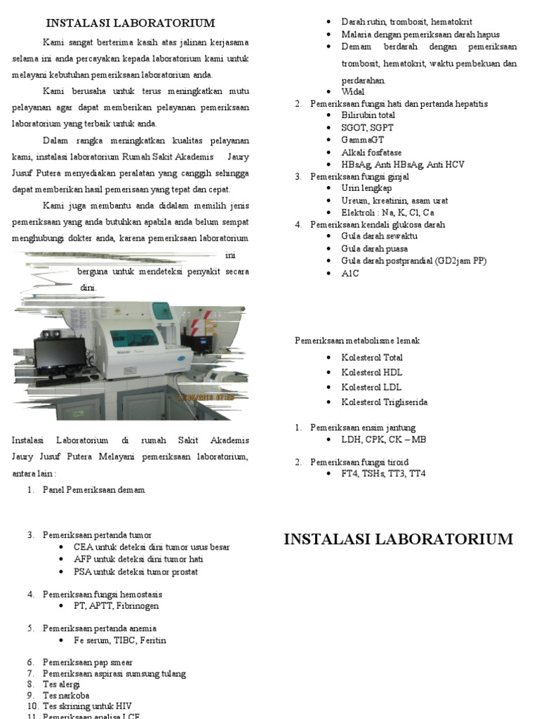 Contoh Brosur Instalasi Laboratorium | PDF