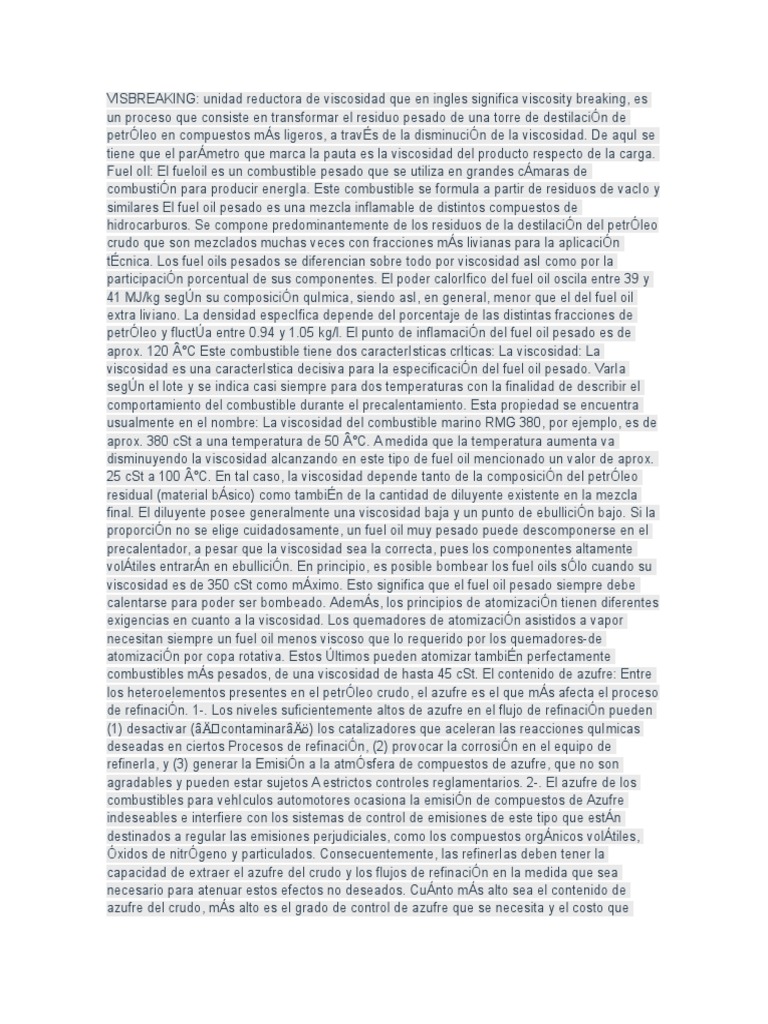Vis Breaking | PDF | Fuentes de energia quimica | Producción de energía