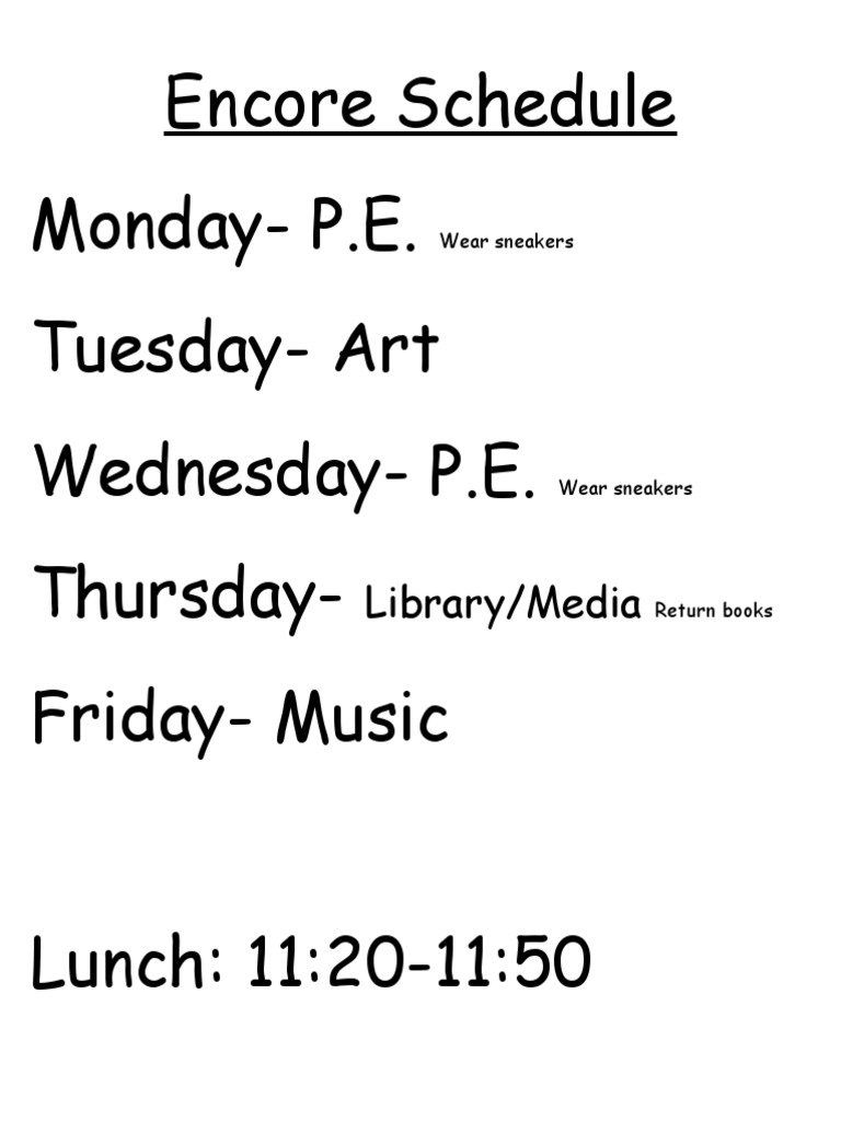 Encore Schedule | PDF