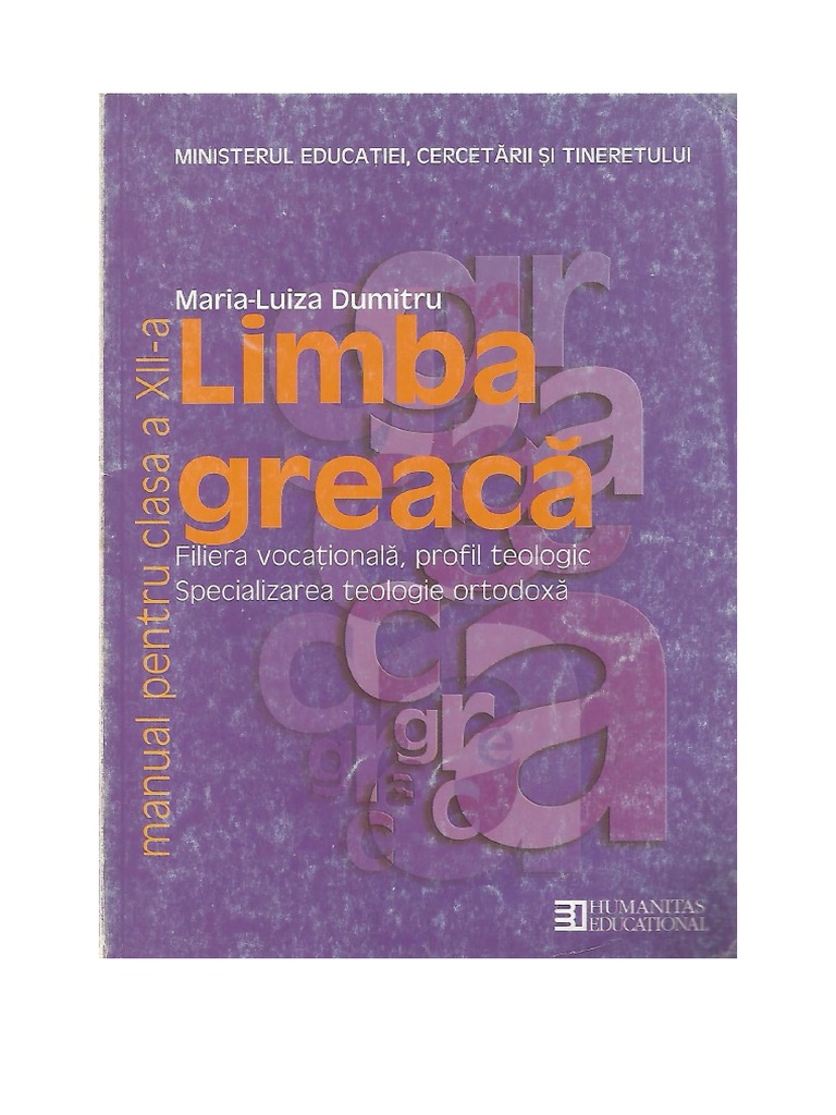 Limba Greaca. Manual Pentru Clasa A XII-a | PDF