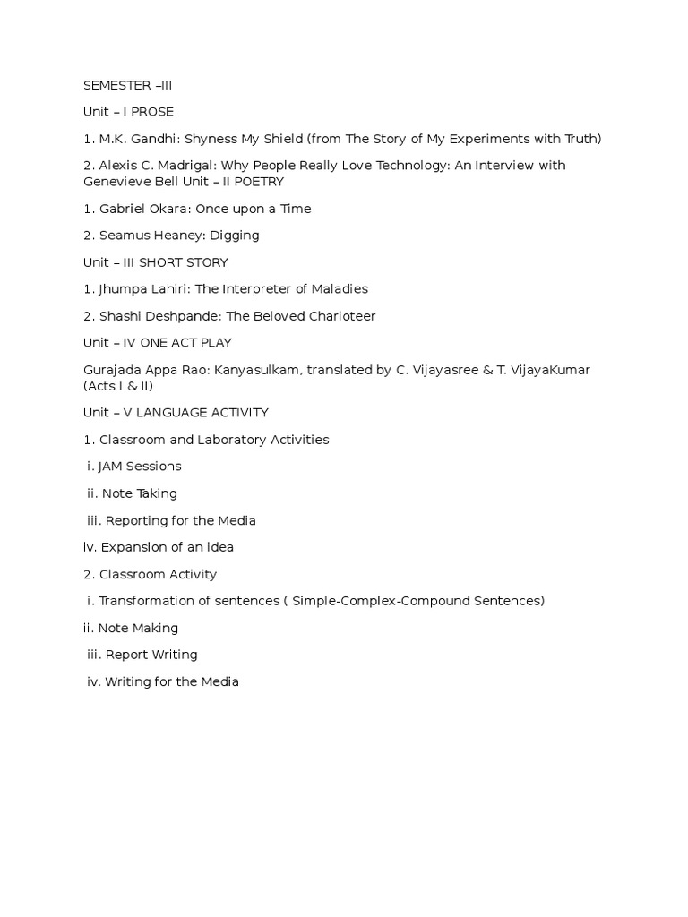 SEMESTER3 Syllabus | PDF
