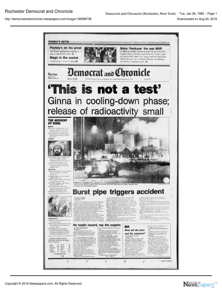 Ginna Nuclear Power Plant Accident Coverage, 1982 | PDF