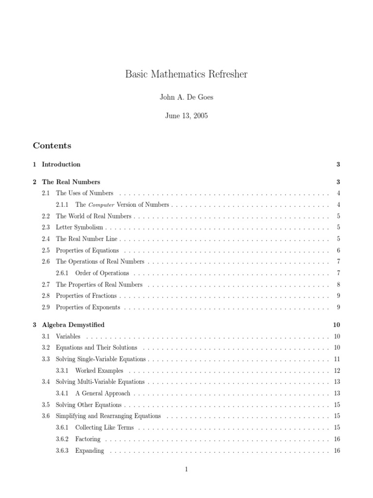 Basic Mathematics Refresher: John A. de Goes June 13, 2005 | PDF ...