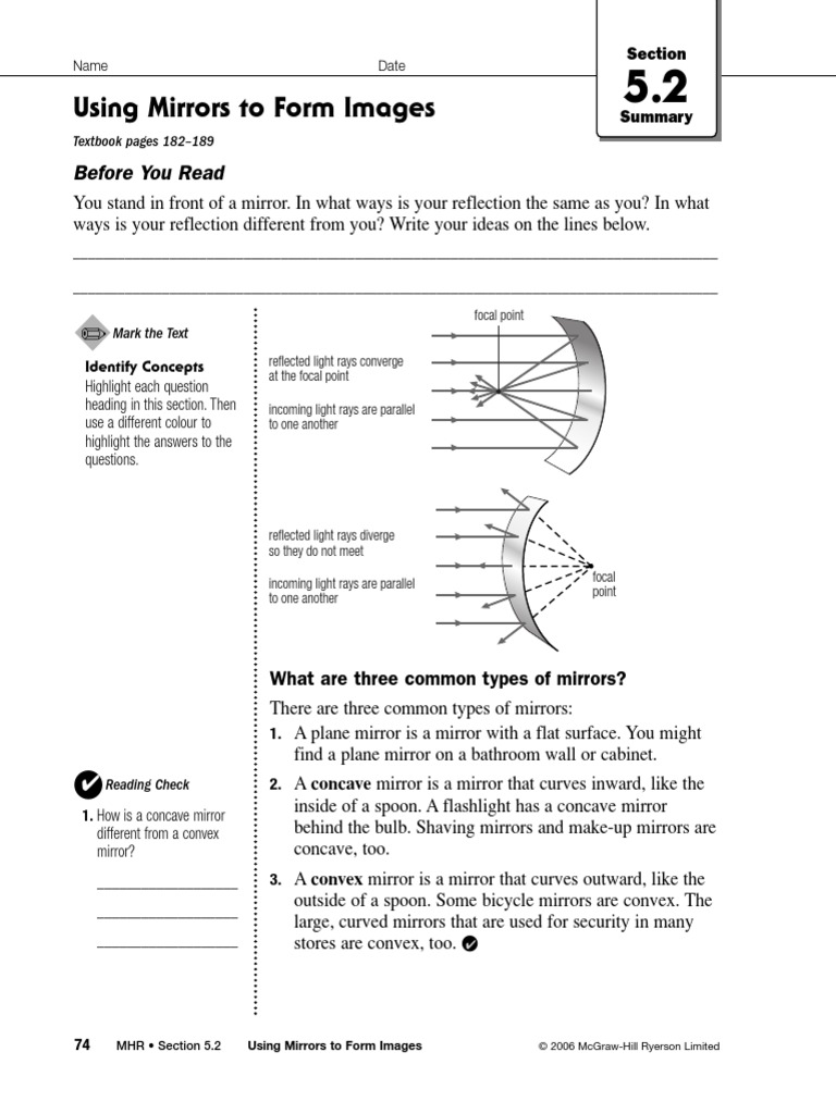 5.2 Workbook | PDF | Mirror | Lens (Optics)