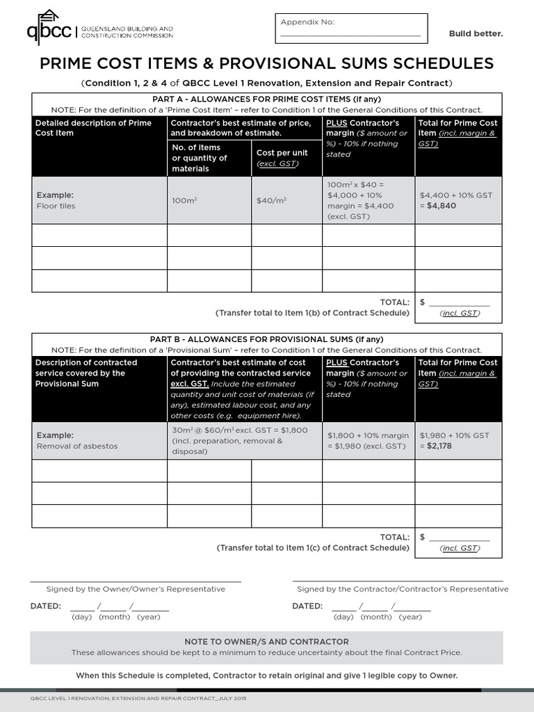 Prime Cost & Provisional Sums Guide | PDF