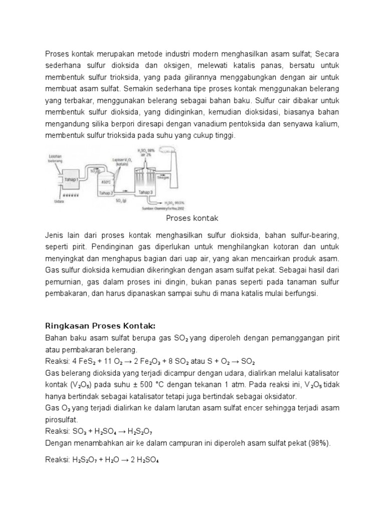 Proses Kontak Merupakan Metode Industri Modern Menghasilkan Asam Sulfat ...