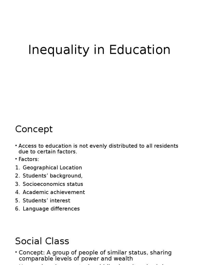 Inequality in Education | Social Inequality | Class & Inequality