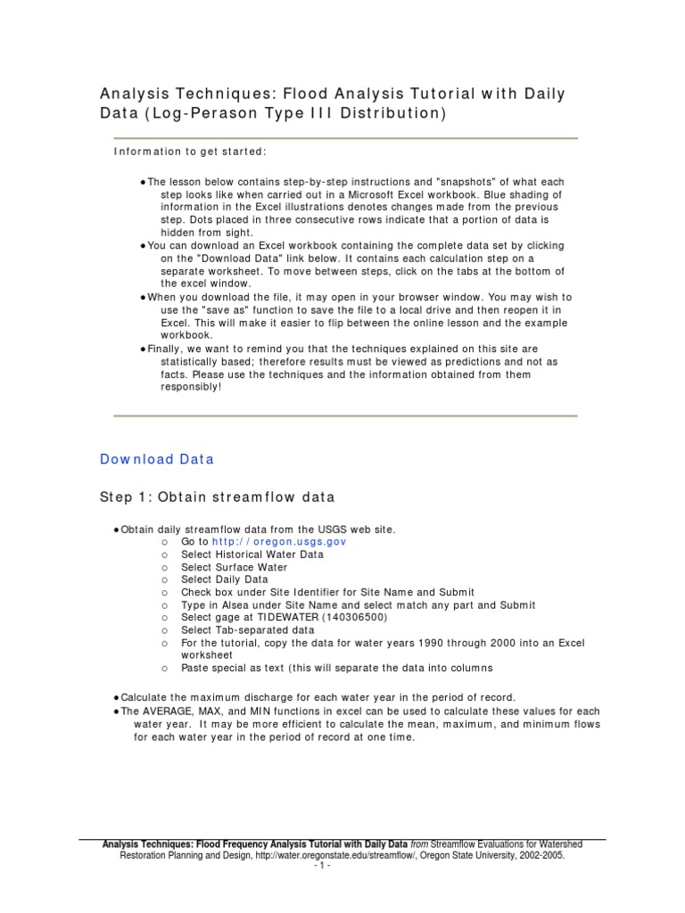 Flood Analysis Tutorial - Log-Pearson Type III | PDF | Skewness ...