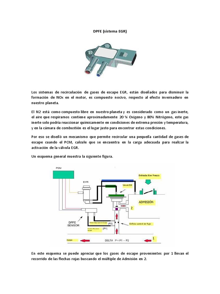 Funcionamiento del Sensor DPFE en EGR | PDF | Gases | Energía y recursos