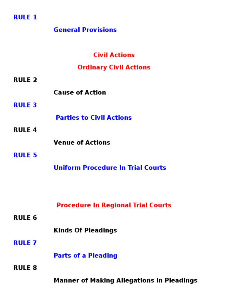 Civil Actions Ordinary Civil Actions: Rule 2 Cause of Action | PDF ...