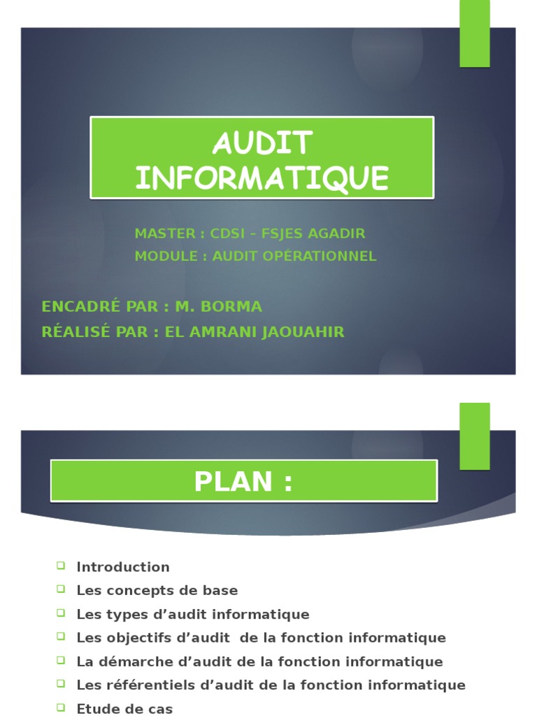 Audit Informatique | PDF | Audit | Informatique
