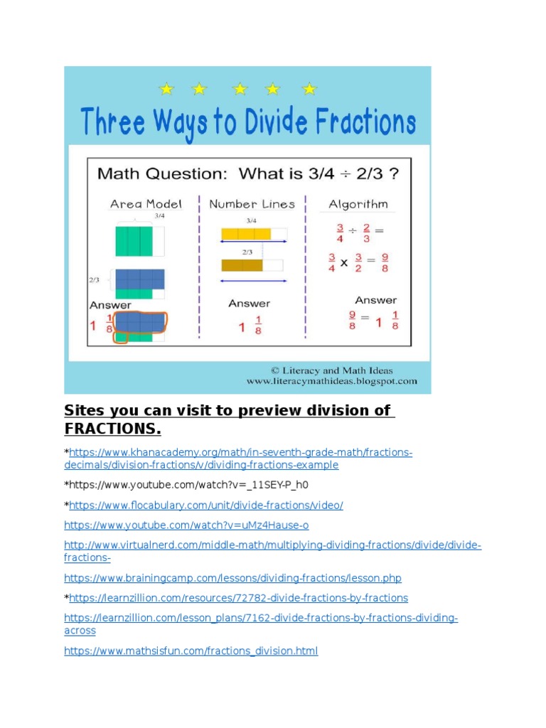 Mgse6-Ns 1 Dividing Fractions | PDF