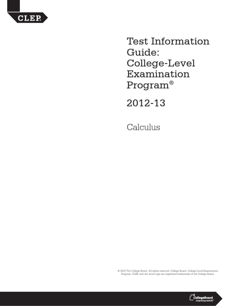 CLEP Calculus | PDF | Integral | College Level Examination Program