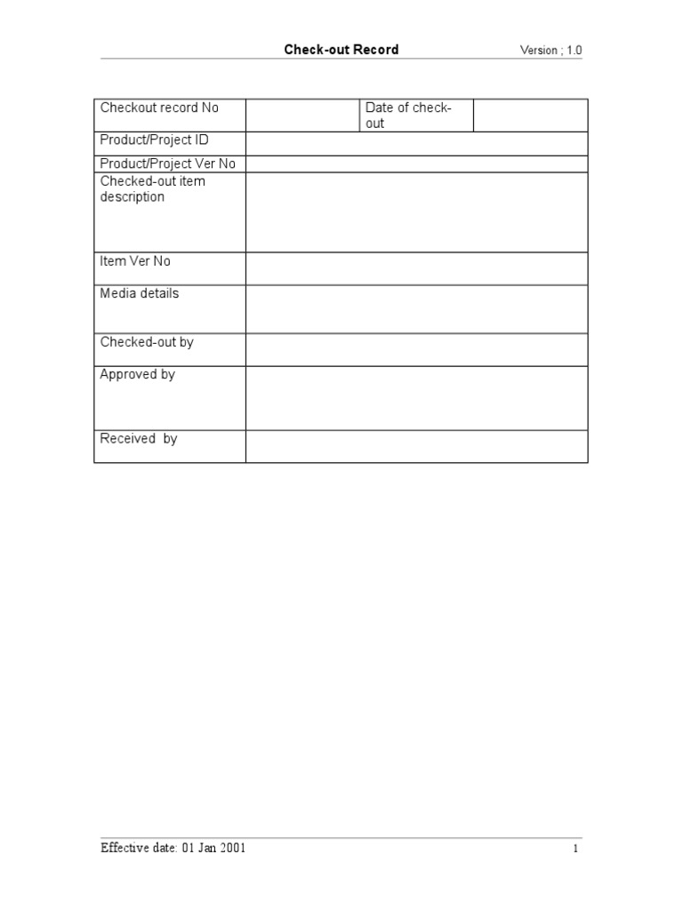 Checkout Record No Date of Check-Out Product/Project ID Product/Project ...