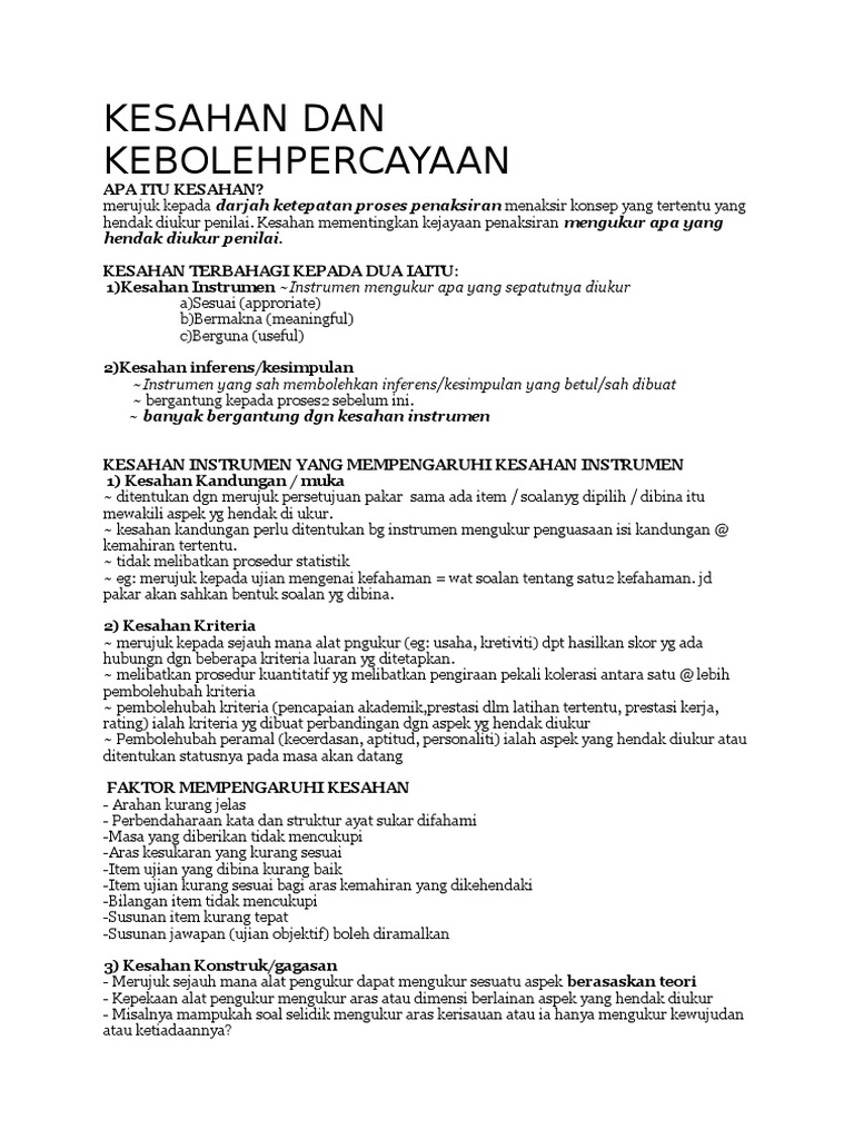 Kesahan Dan Kebolehpercayaan | PDF