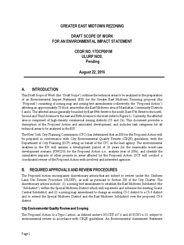 Greater East Midtown EIS Draft Scope | PDF | Zoning | Employment
