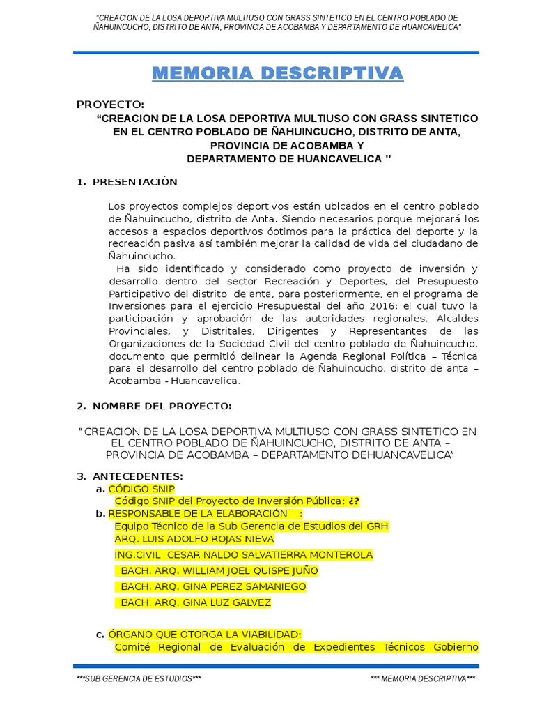 Memoria Descriptiva | Fundación (Ingeniería) | Ingeniería de Edificación