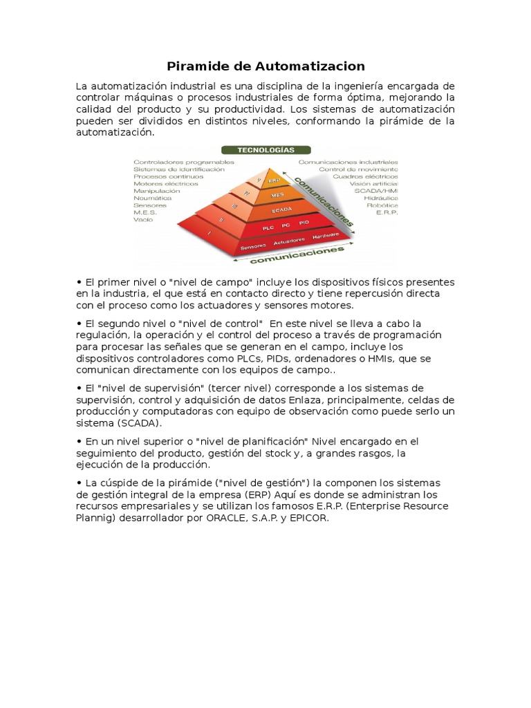Piramide de Automatizacion | PDF