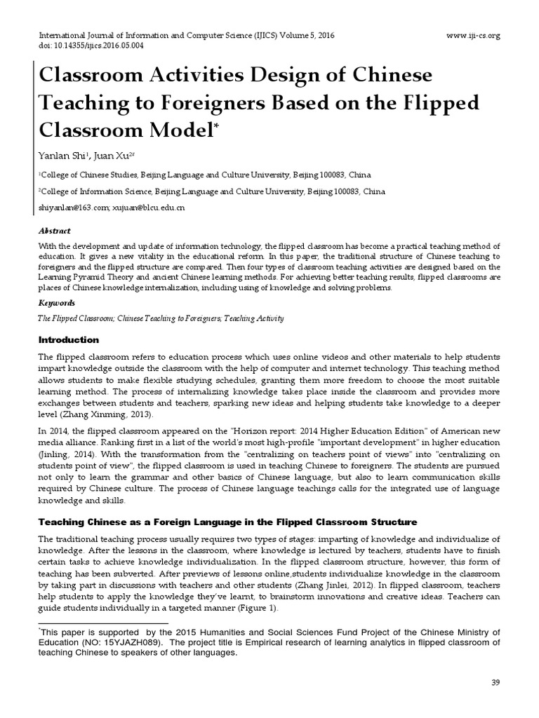 Flipped Classroom for Teaching Chinese | PDF | Classroom | News