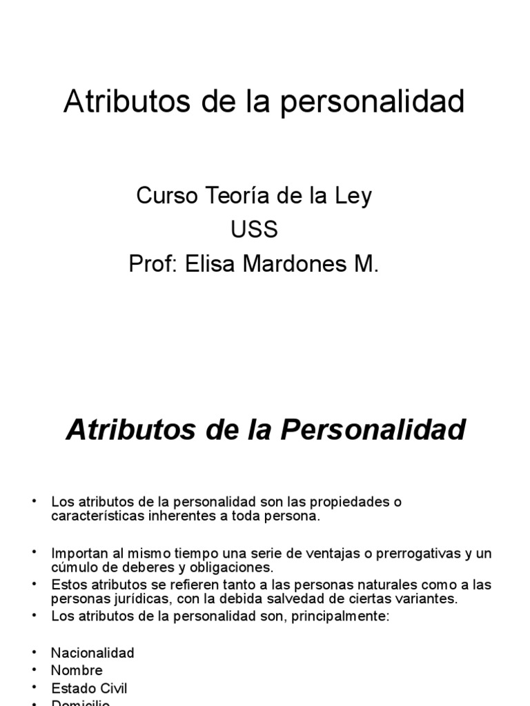 Atributos de La Personalidad | PDF | Bienes (Ley) | Parentesco