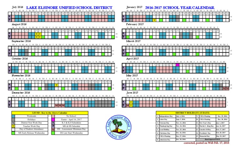 2016-17 School Year Calendar | PDF | Public Holiday | Holidays