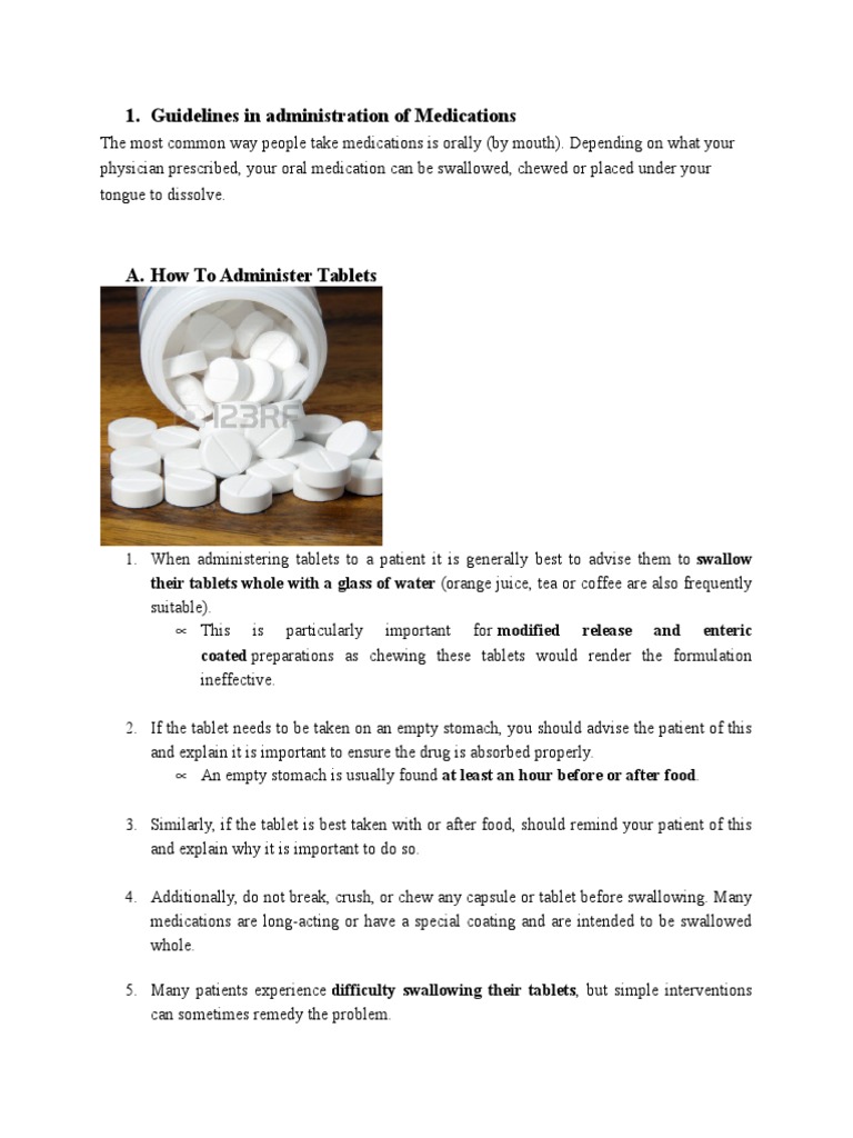 Guidelines in Administration of Medications | PDF | Syringe | Tablet ...