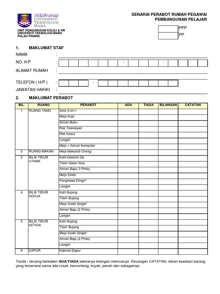 Borang Inventori | PDF