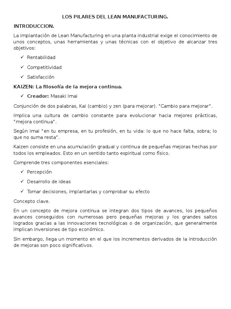 Los Pilares Del Lean Manufacturing | PDF | Calidad (comercial) | Industrias