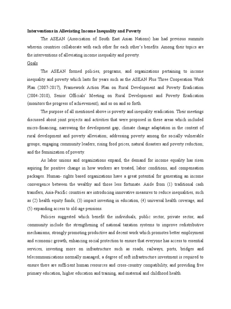 Interventions in Alleviating Income Inequality and Poverty in The Southeast Asian Countries ...