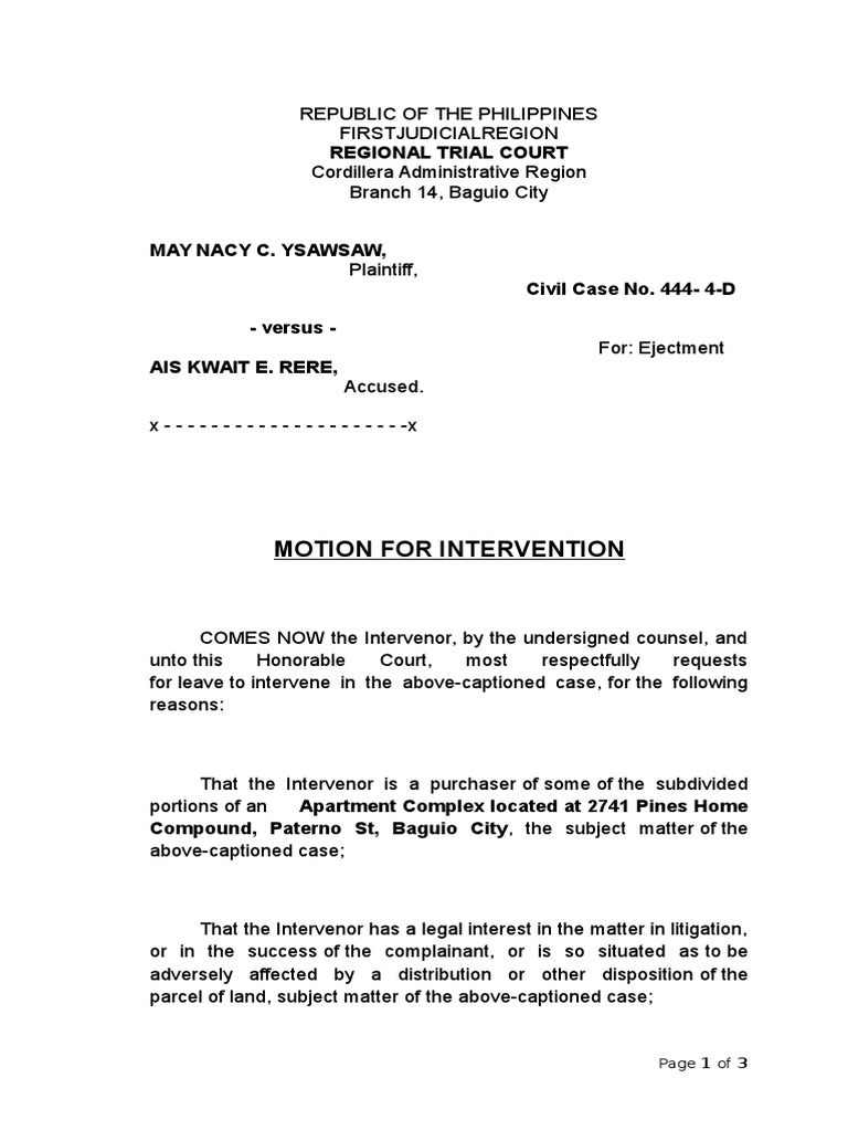 Motion For Intervention | PDF