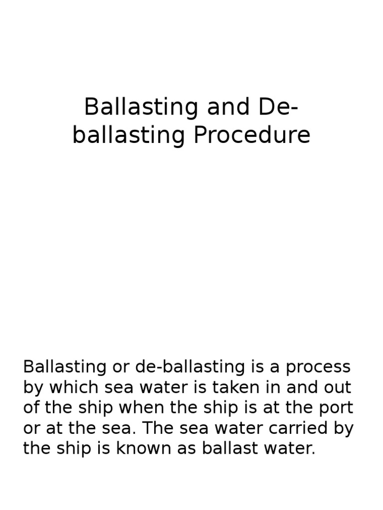Ballasting and Deballasting Procedures | PDF | Ships | Water Transport