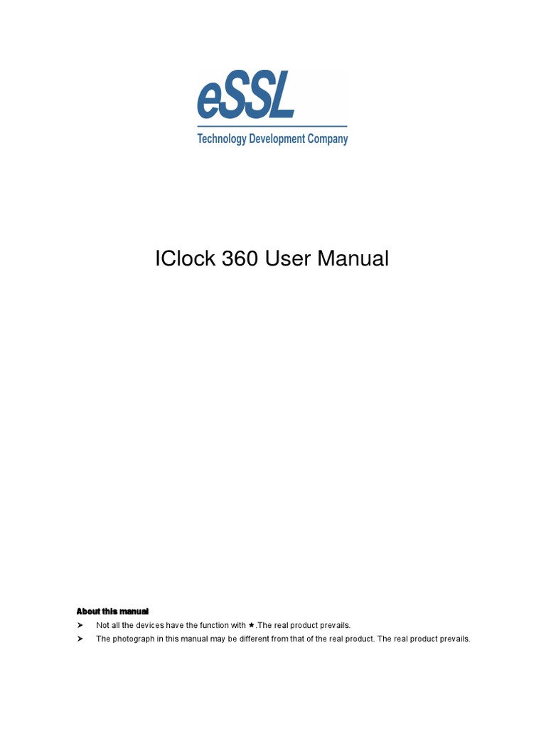 Iclock 360 User Manual: About This Manual About This Manual A Ab Bo Ou ...