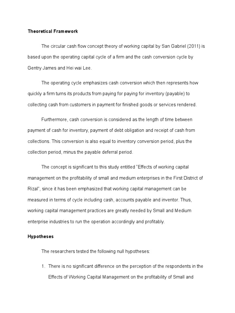 Theoretical Framework | PDF | Working Capital | Economics