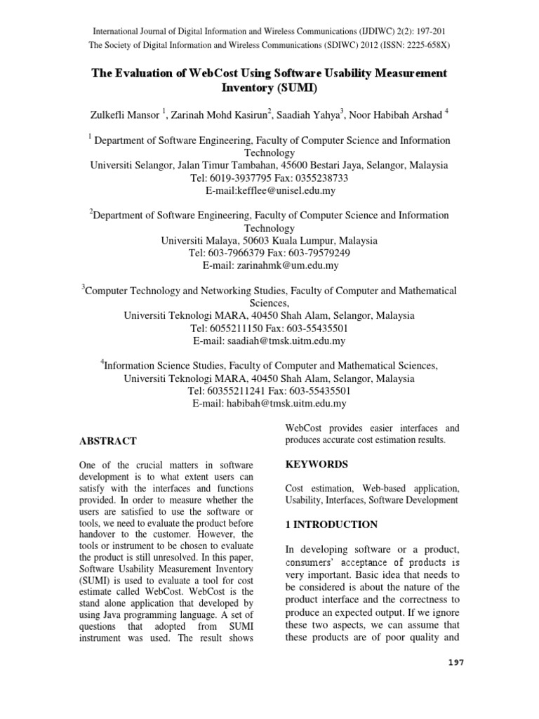 The Evaluation of Webcost Using Software Usability Measurement ...