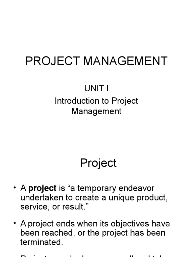 Unit I Introduction To Project Management | PDF | Project Management ...