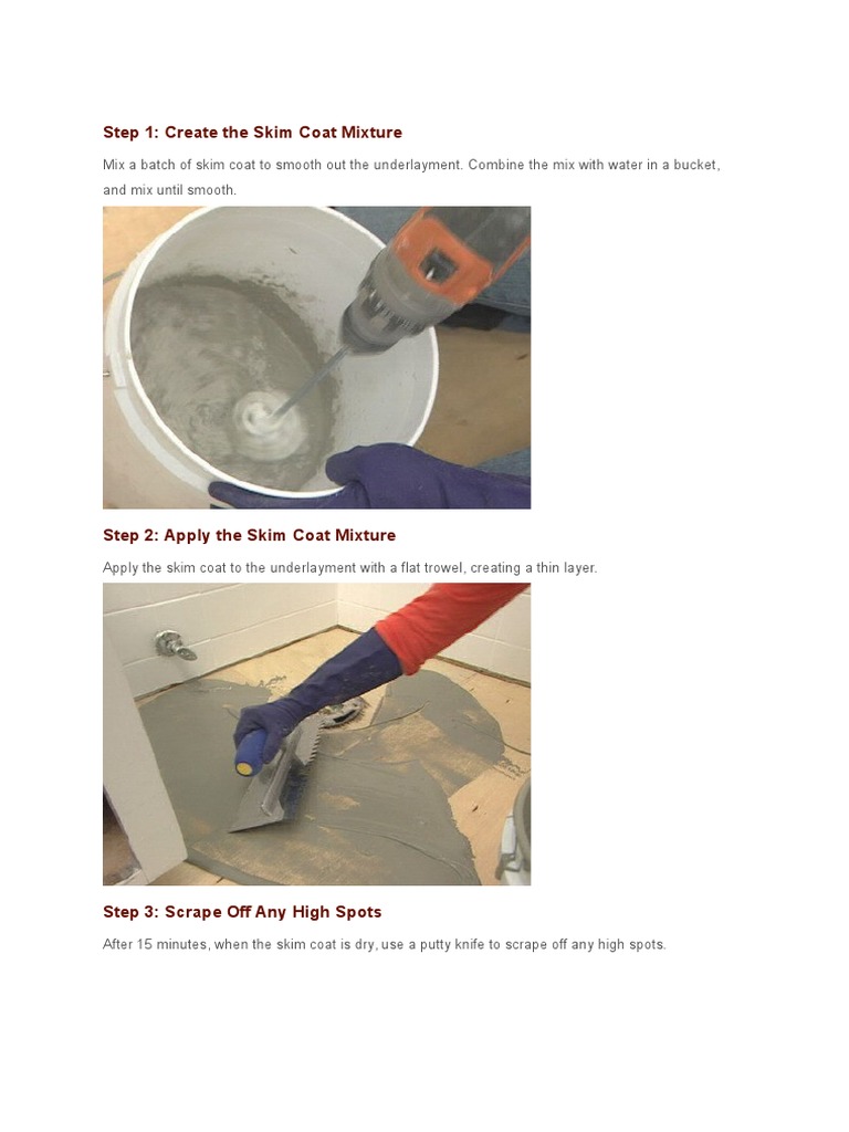 Step 1: Create The Skim Coat Mixture | PDF
