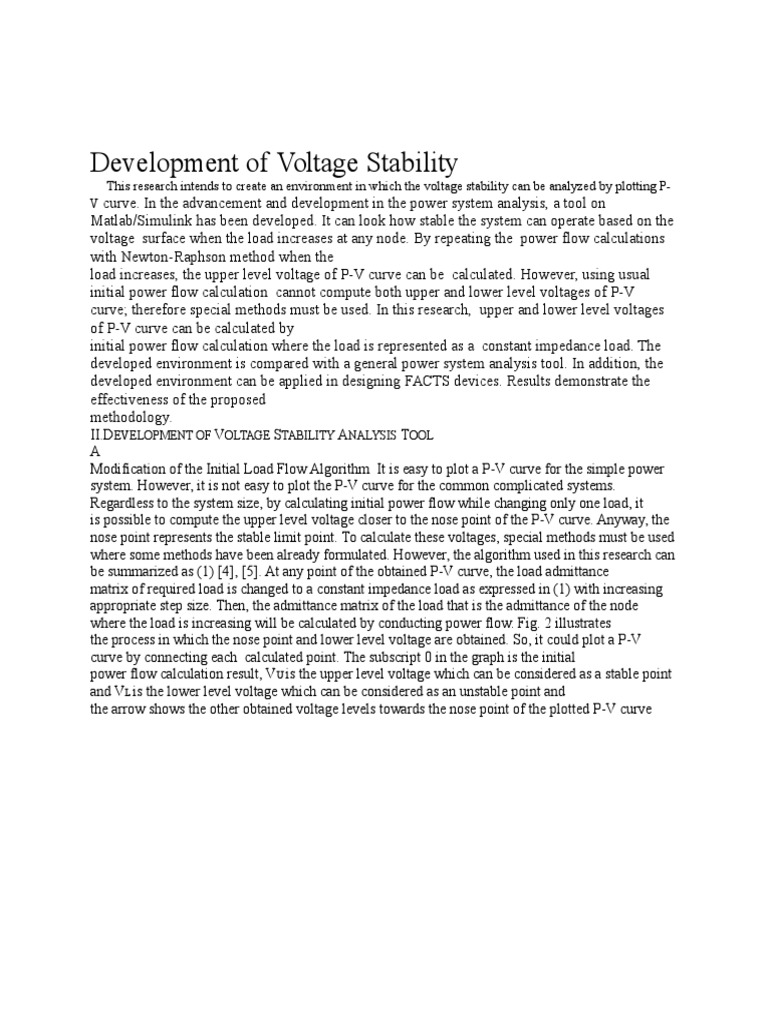 PV Curve For Voltage Stability | PDF | Algorithms | Electricity