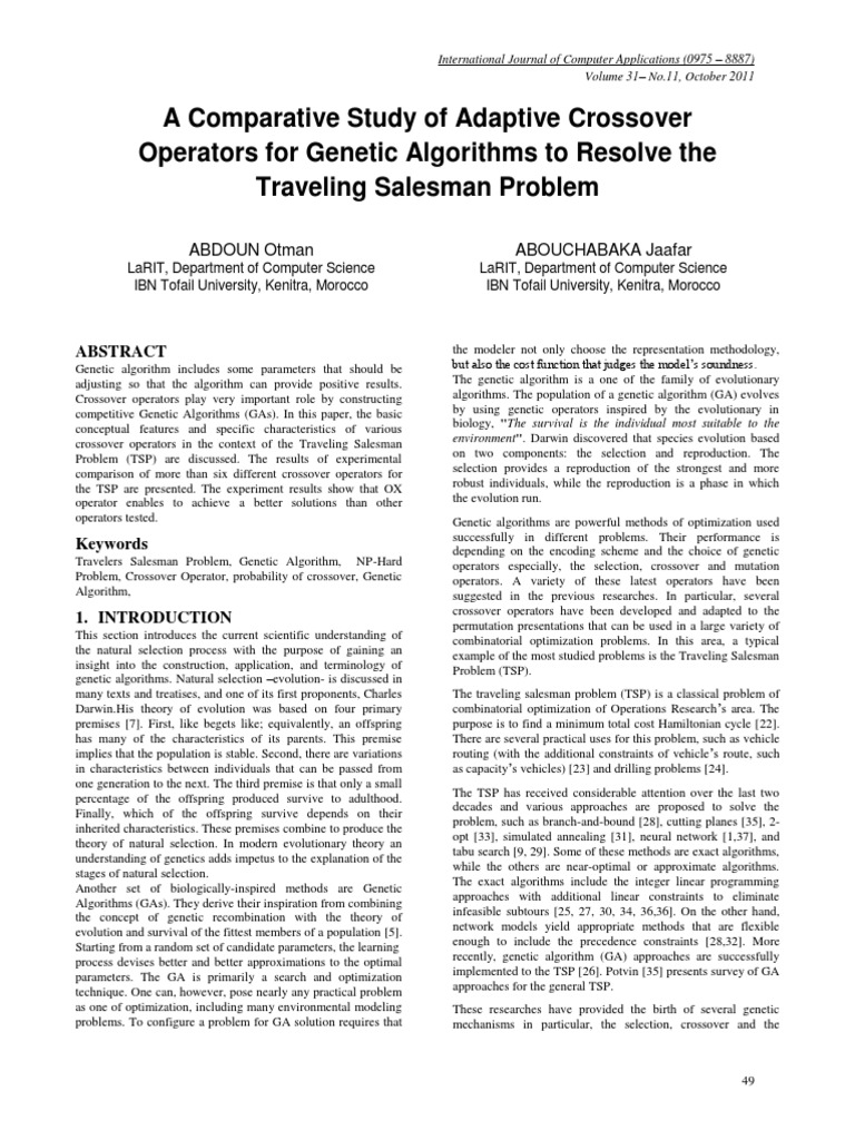 A Comparative Study of Adaptive Crossover Operators For Genetic ...