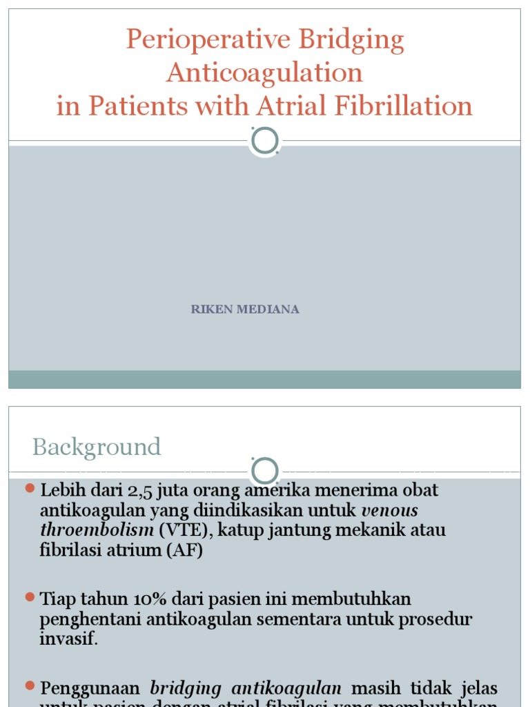 Perioperative Bridging Anticoagulation | PDF