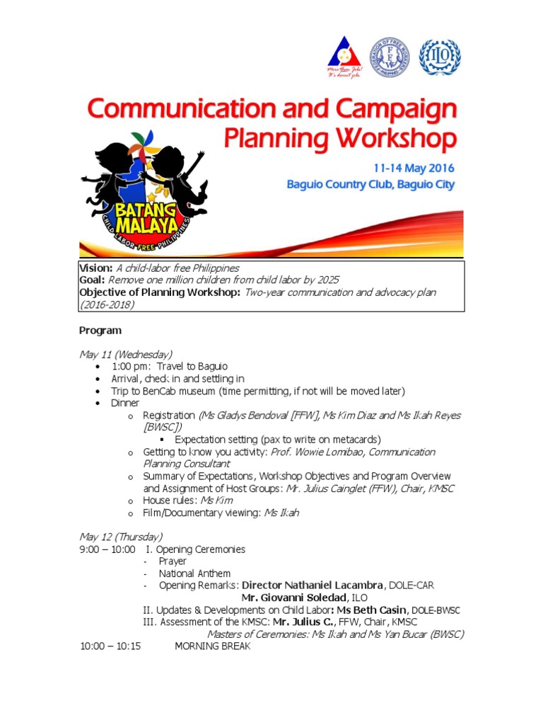Batang Malaya Planning Program Rev May10 1820H | PDF | Communication ...