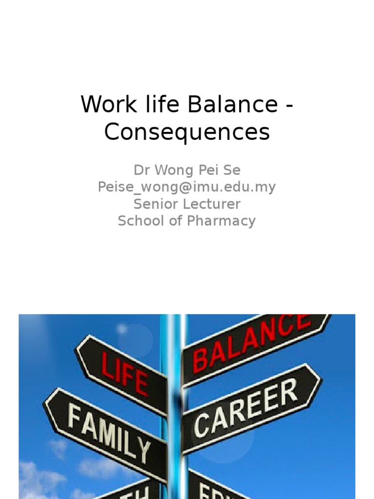 Work Life Balance - Consequences: DR Wong Pei Se Peise - Wong@imu - Edu ...