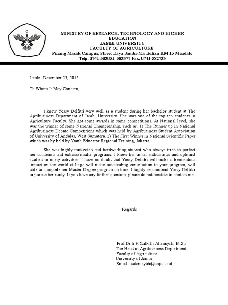 LOR Pak Prof Zul | PDF