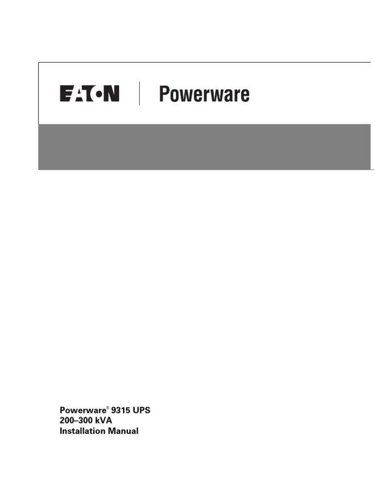 Powerweare Eaton UPS1037G 9315 300 Install Rel | PDF | Electrical ...
