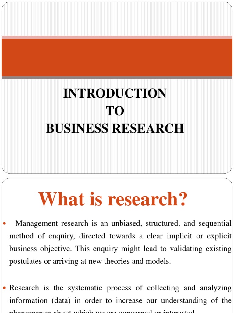 Introduction To Business Research PDF | Scientific Method | Data Analysis