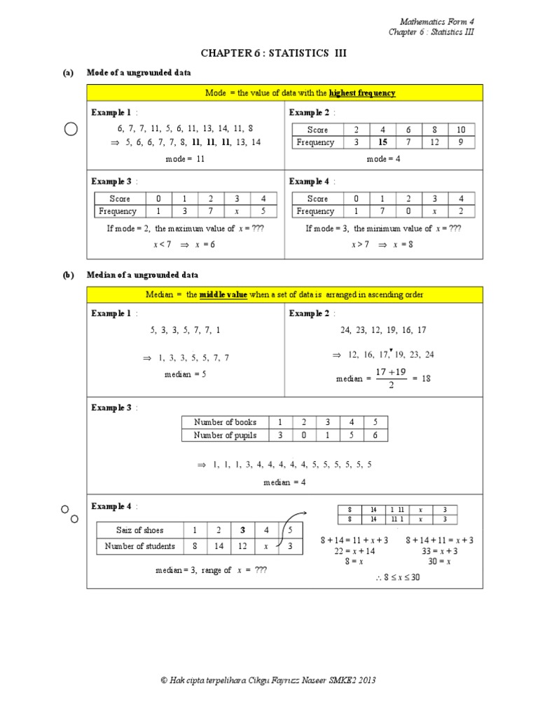 CHAPTER 6 Statistics III Notes and Exercises | PDF | Statistical ...
