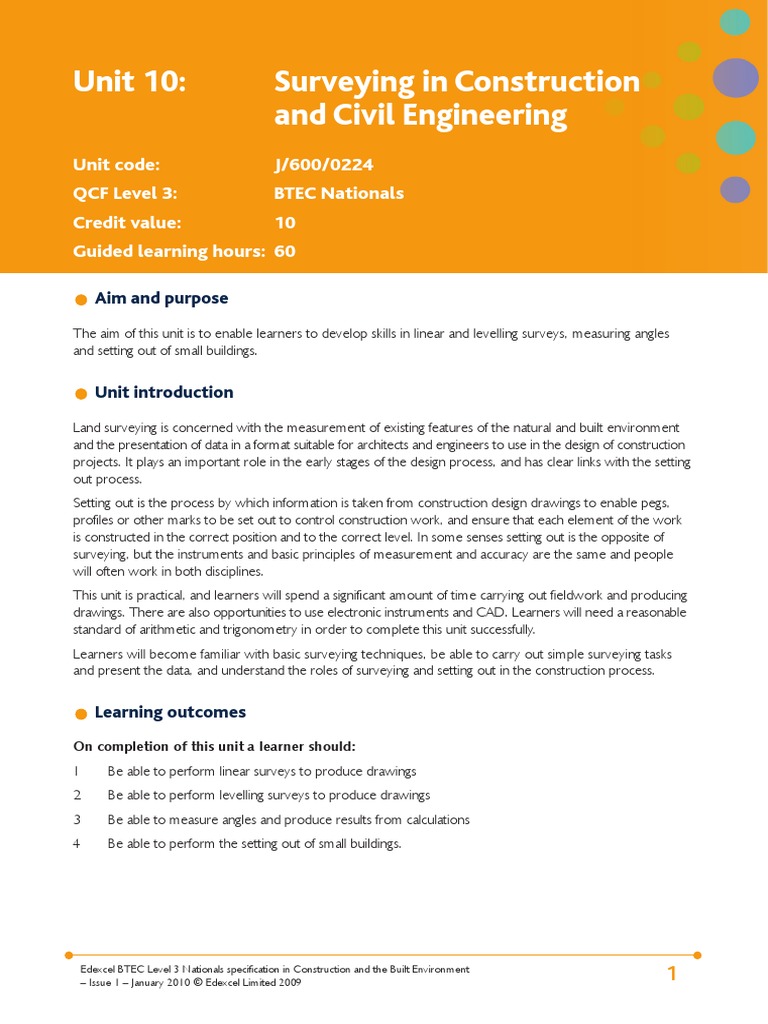 Unit 10: Surveying in Construction and Civil Engineering | PDF ...