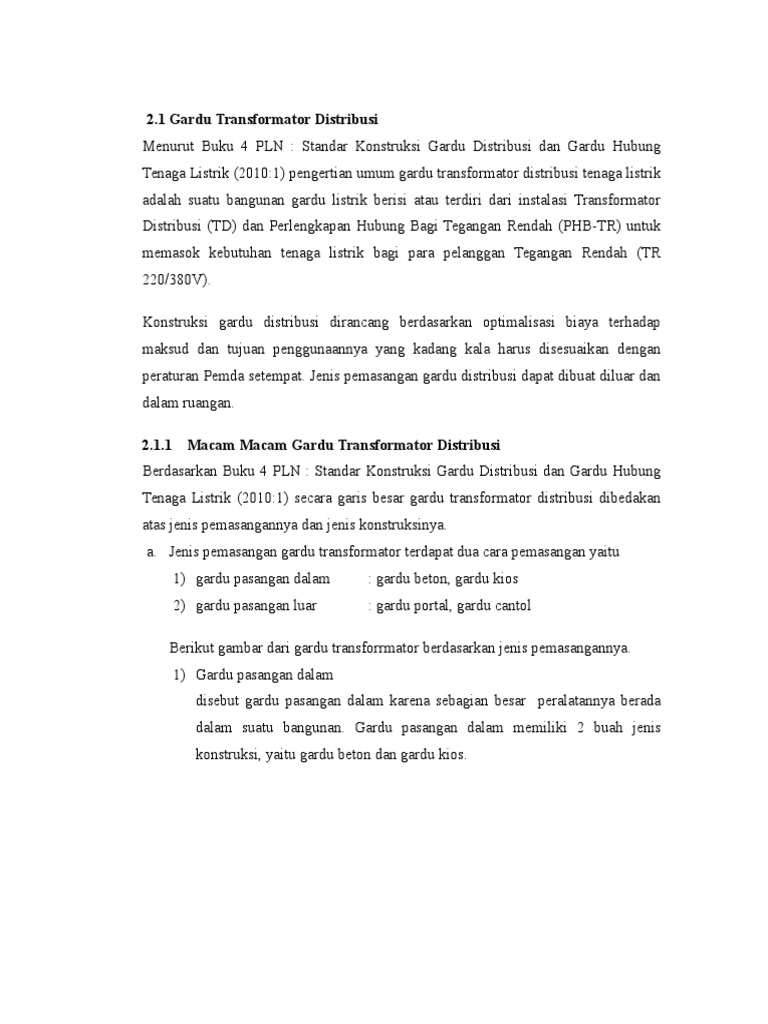 Gardu Transformator Distribusi Revisi | PDF