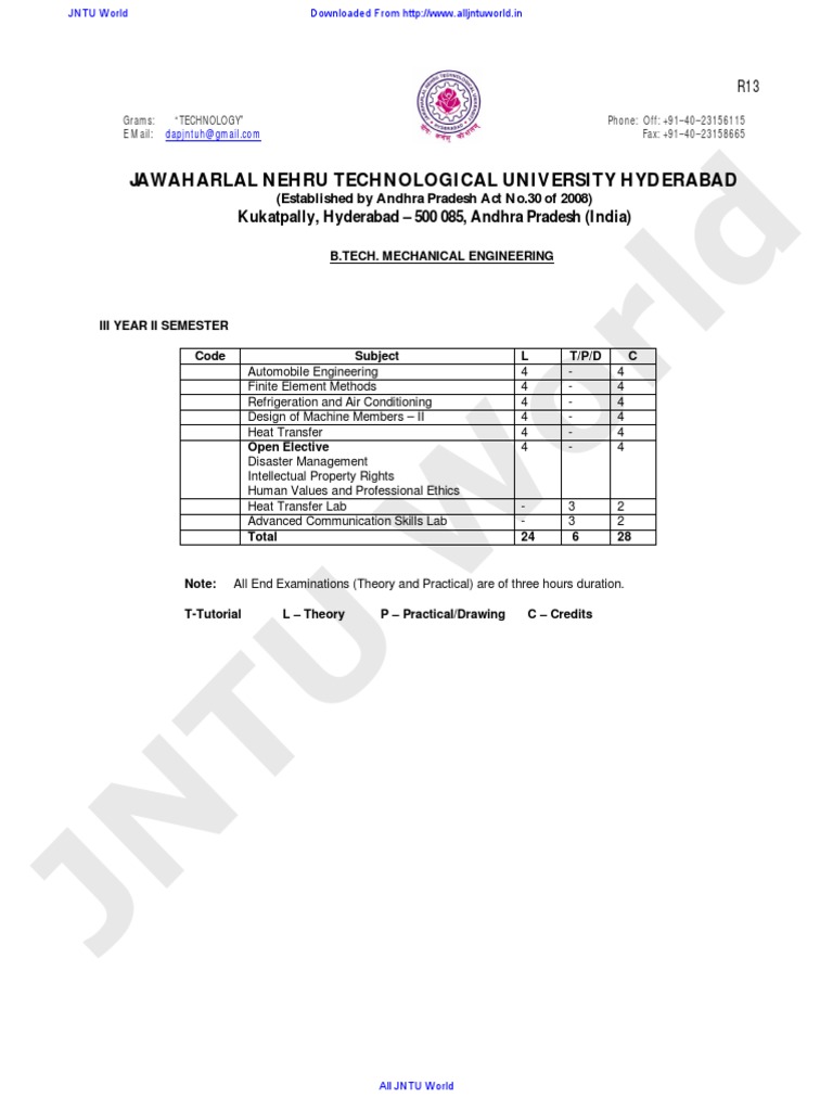 3 2 MECH R13 Syllabus | PDF | Technology & Engineering