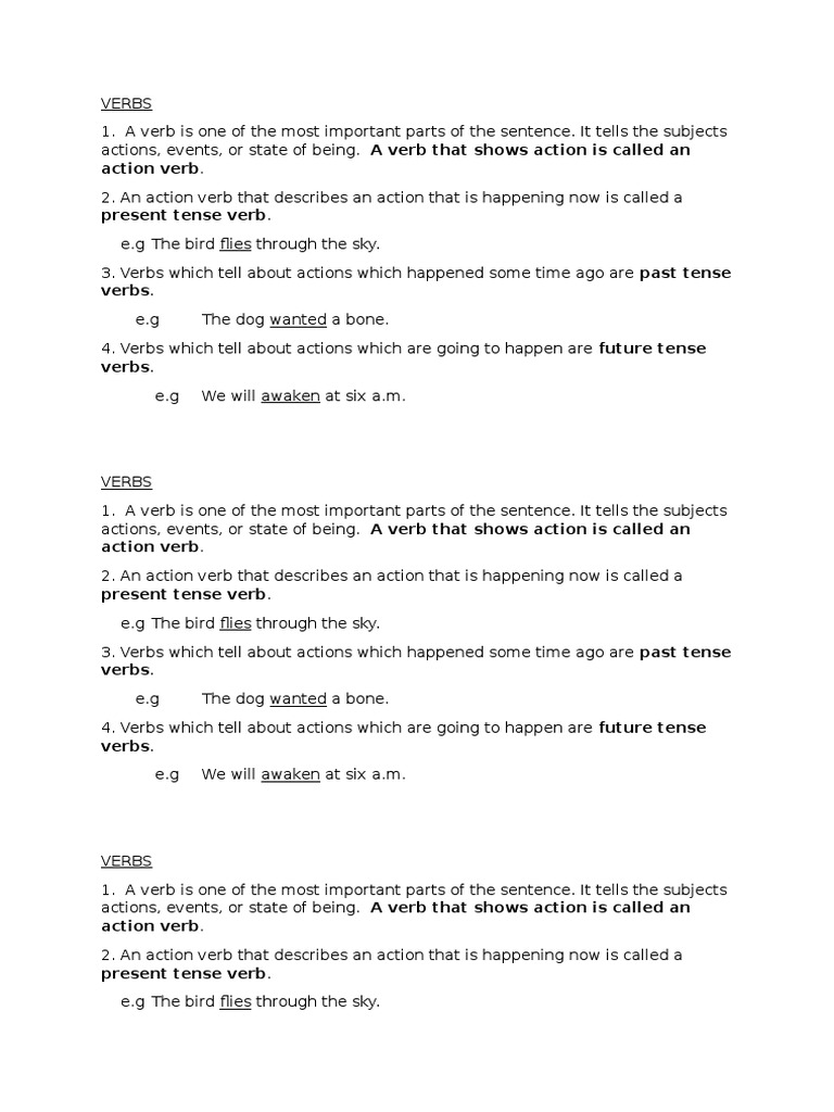 Action Verb. Present Tense Verb | PDF